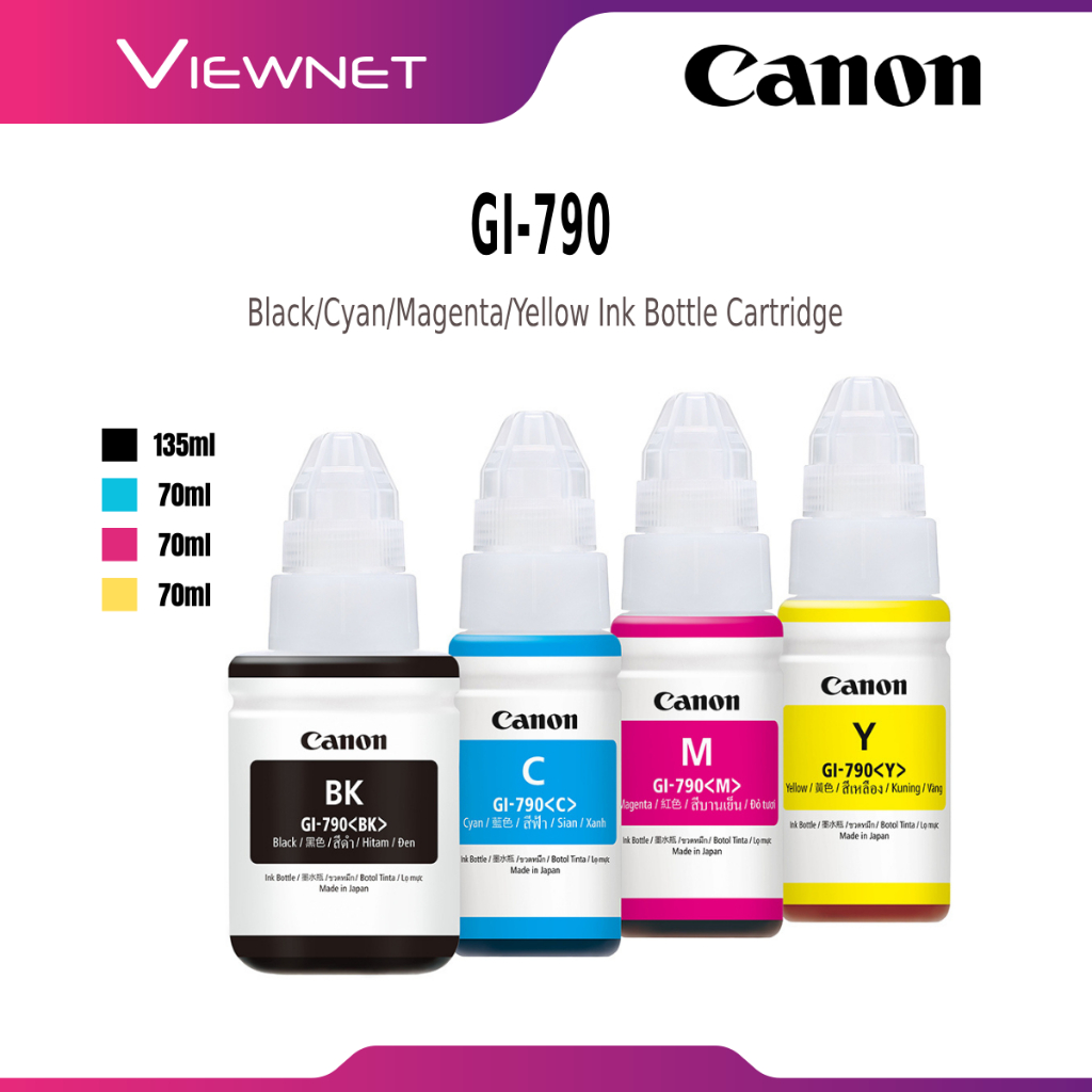 CANON GI-790 GI790 BLACK (135ML), CYAN (70ML), MAGENTA (70ML), YELLOW ...