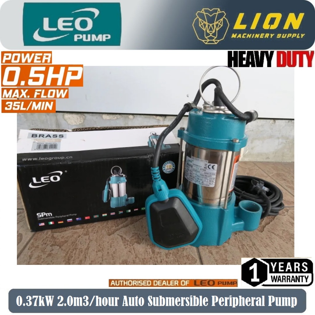 LEO SPM37A 0.5HP/0.37kW 2.0m3/hour Auto Submersible Peripheral Pump ...