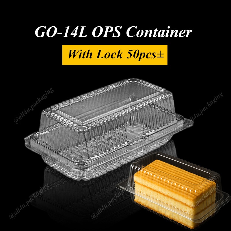 GO-14L Ops Container with Lock 50pcs± Bekas Kek Lapis Roti Sosej ...