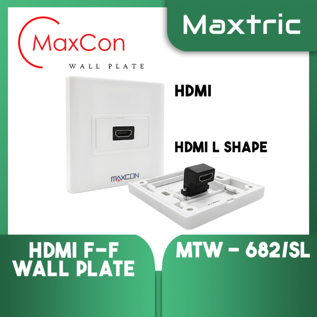 MaxCon HDMI 4K Female to Female Wall Socket HDMI L Shape Wall Plate ...
