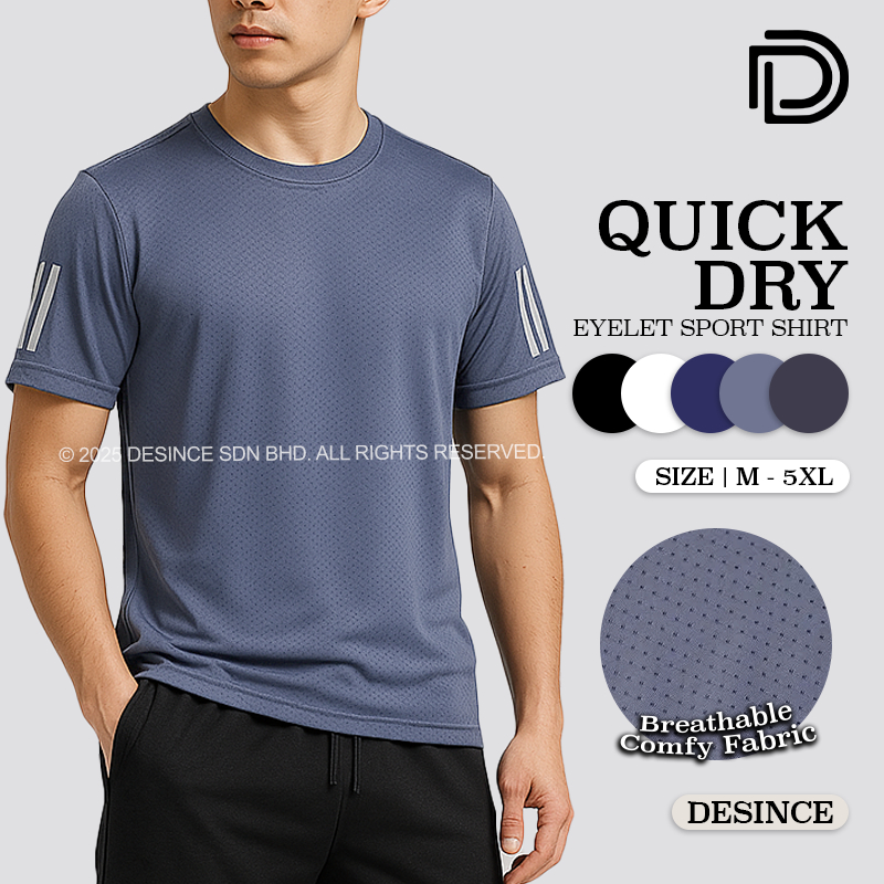 🇲🇾 DESINCE Men Quick Dry Eyelet Sport Jersey Baju Sukan Jersi Lelaki ...