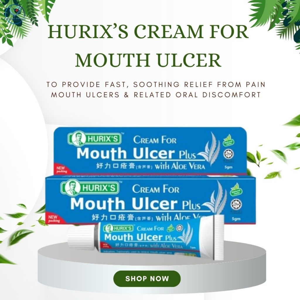 HURIX'S CREAM FOR MOUTH ULCER PLUS WITH ALOE VERA [EXP : 01/2027 ...