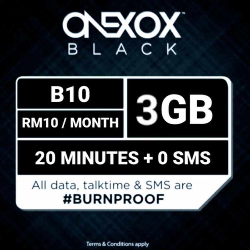 ONEXOX BLACK B10 ( 3GB+20Mins ) | Shopee Malaysia