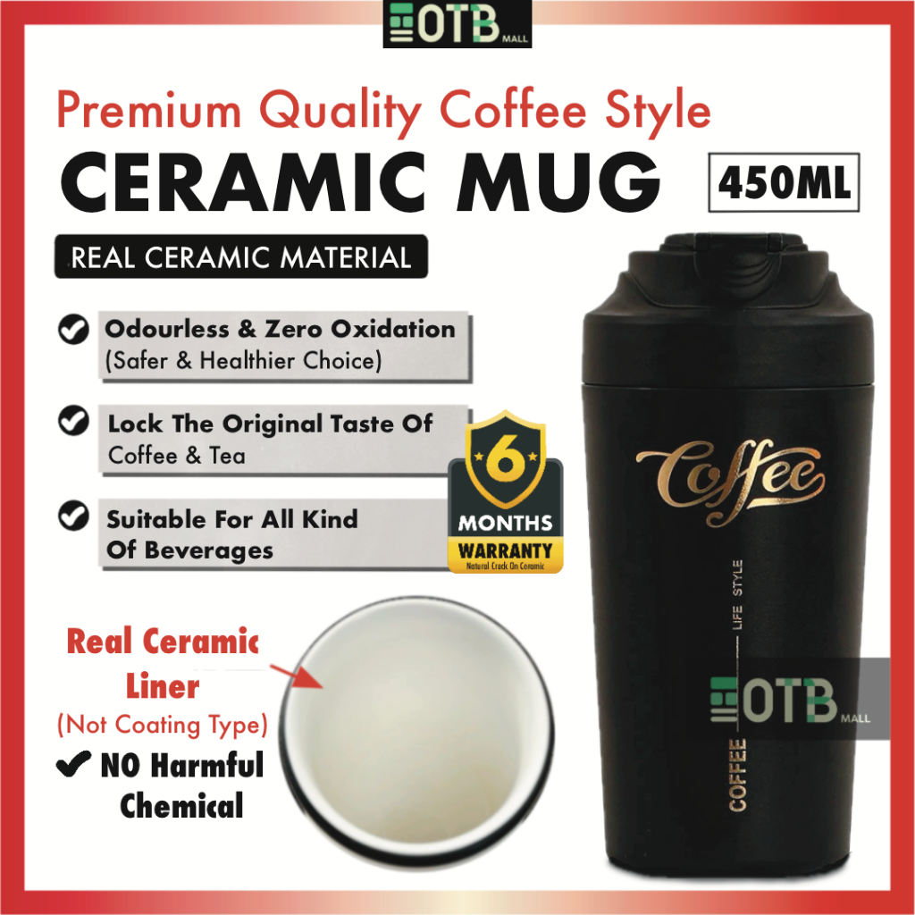 OTB Ceramic Thermal Coffee Cup (420ml) Ceramic Termos Mug Thermos Flask Termos Water Bottle ...