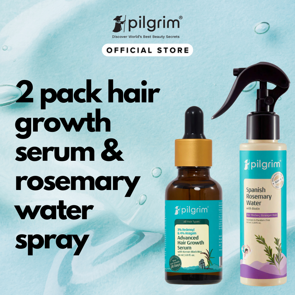 Pilgrim Combo Rosemary Hair Growth Serum 30ml & Water Spray | Hair Fall ...