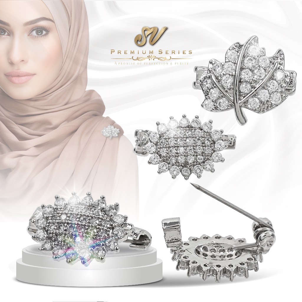 Sv Premium Cute Baby Brooch Flower Leaf Design Pin Tudung Corak Bunga ...