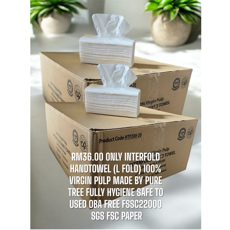 INTERFOLD HAND TOWEL (L FOLD TISSUE 100% VIRGIN PULP 20PACKS PER CTN ...