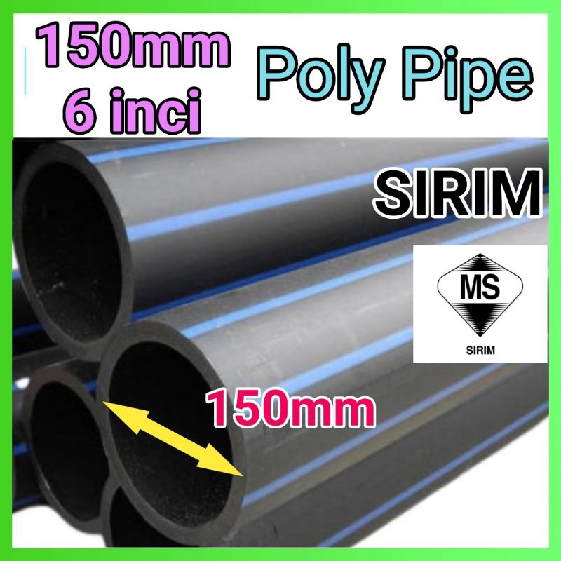 6inci (160mm) Poly Pipe SIRIM (1feet-7feet) HDPE (PPO) | Shopee Malaysia