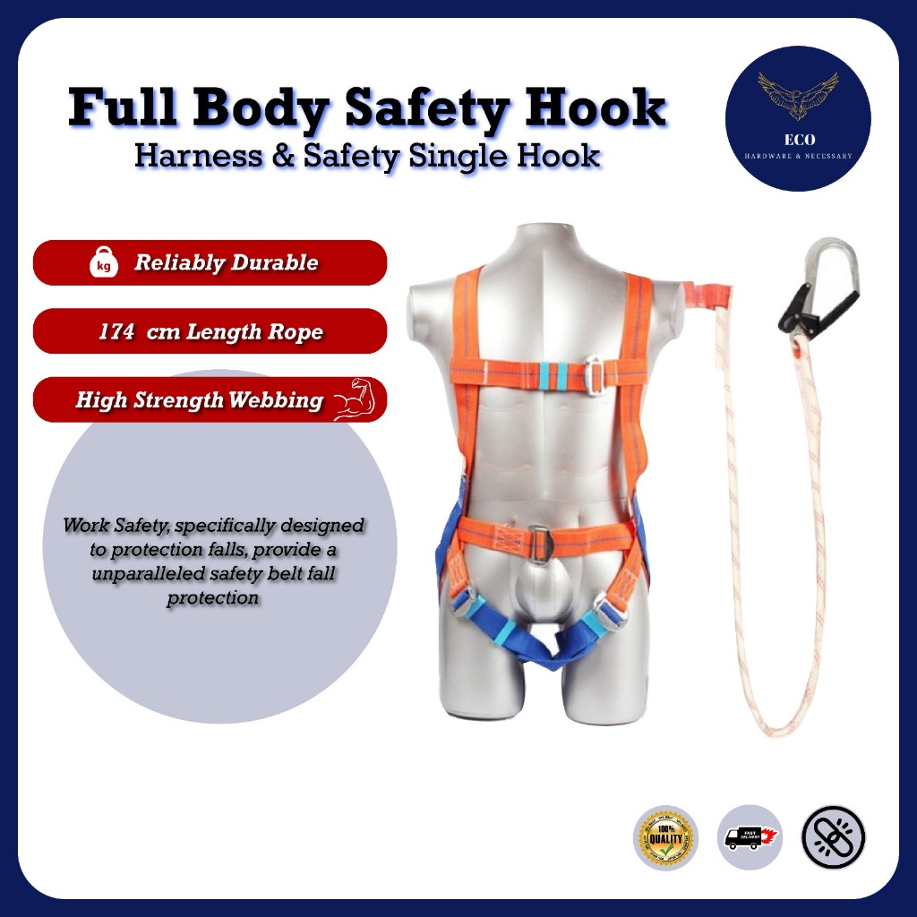 Safety Belt Full Body Harnes Tali Keselamatan Polyamide Lanyard Large ...