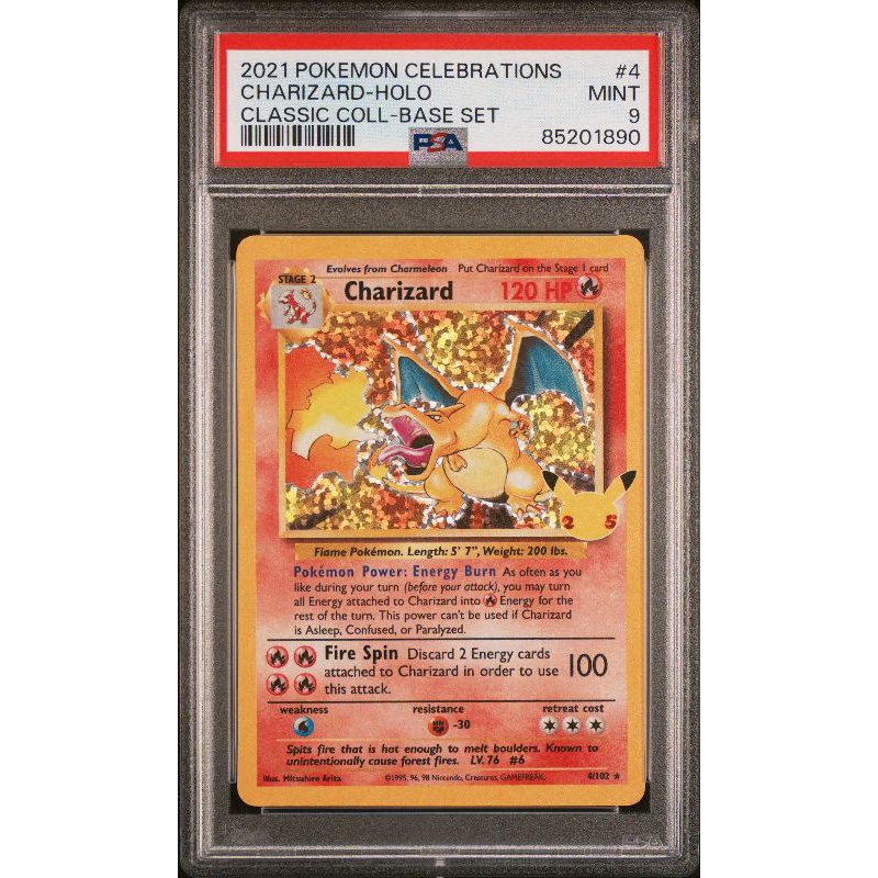 Slab - PSA 9 2021 POKEMON CELEBRATIONS CLASSIC COLLECTION #4 CHARIZARD-HOLO CLASSIC COLL-BASE ...