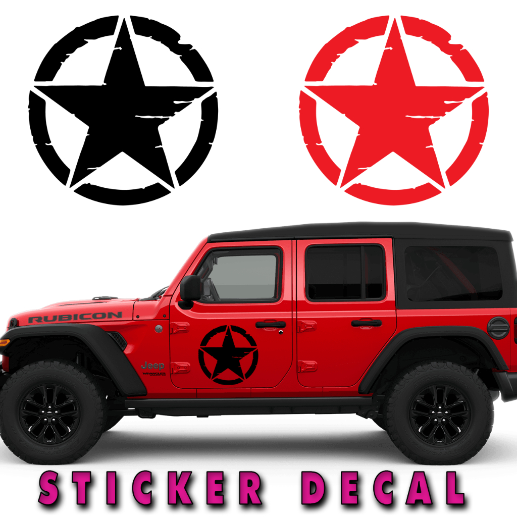 Army Star Logo Car Stickers Custom Badge Door Decal Vinyl Jeep Jimny ...