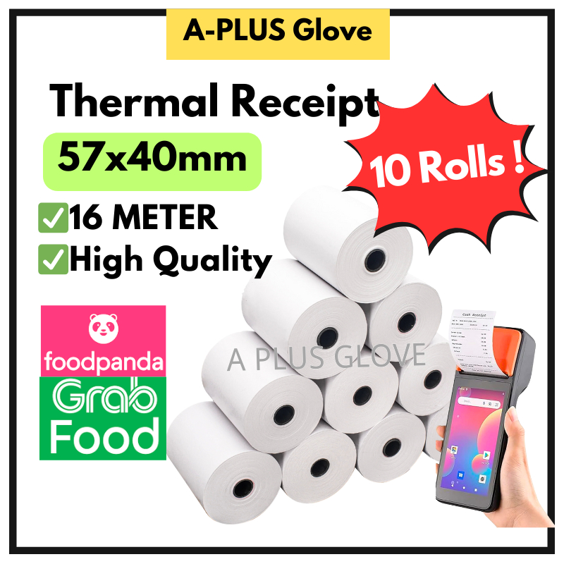 57mm x 40mm (10ROLL) Foodpanda Grab Thermal Receipt Paper Rolls POS ...