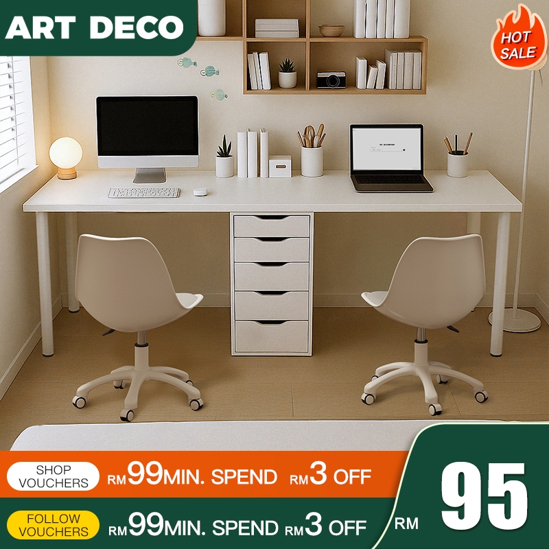 Meja Belajar Study Table Set Office Storage Cabinet L shape Table ...