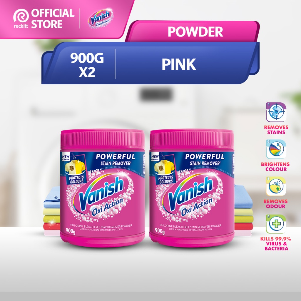 [Bundle of 2] Vanish Stain Remover Pink Oxi Action, Detergent Powder ...