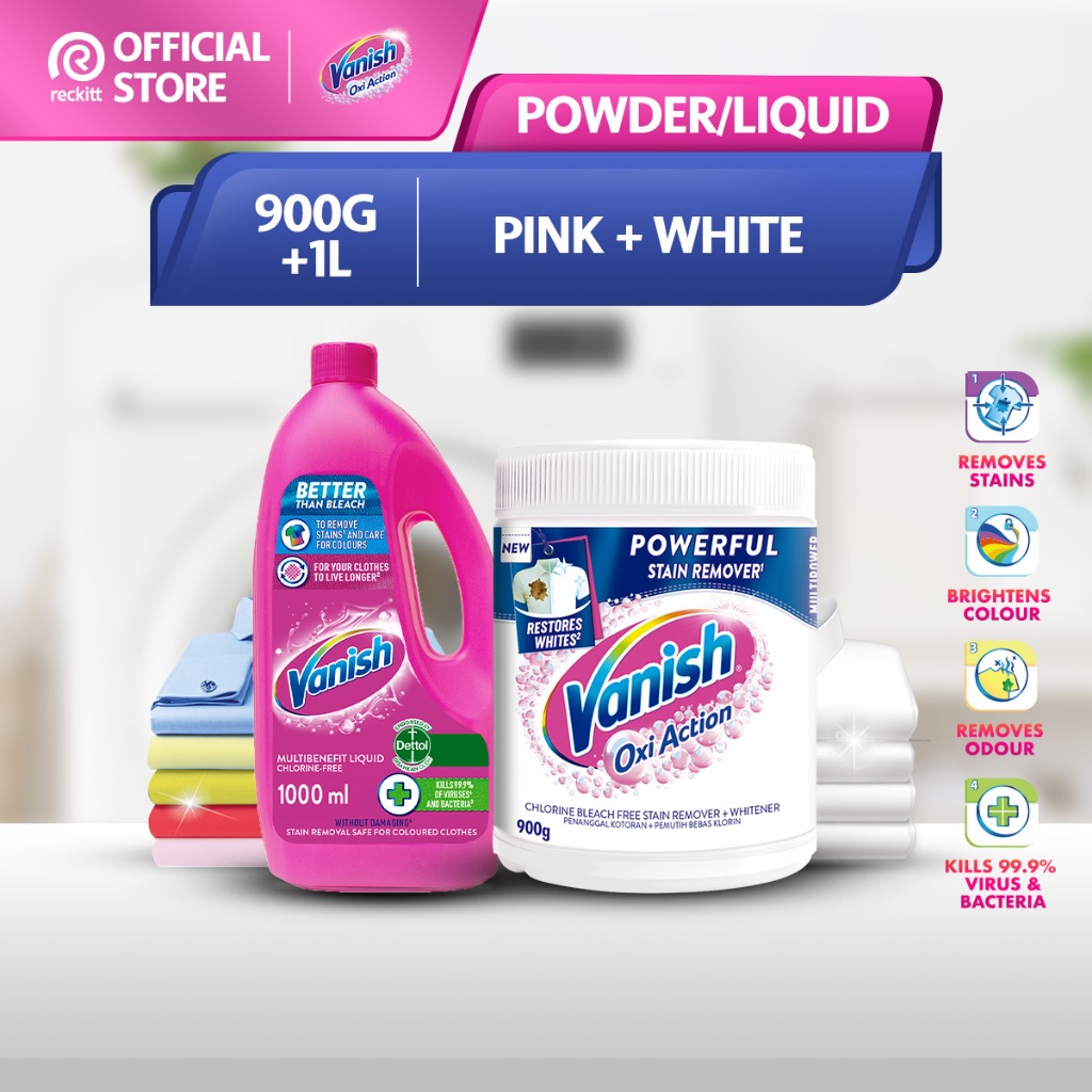 Vanish Stain Remover Crystal White Oxi Action, Detergent Powder, 900g ...