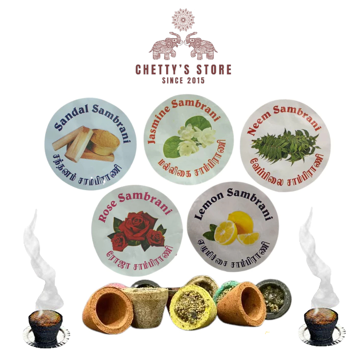 THAMARAI SAMBRANI CUPS 14PCS (ROSE/SANDAL/JASMINE/NEEM/LAVENDER/THULASI ...