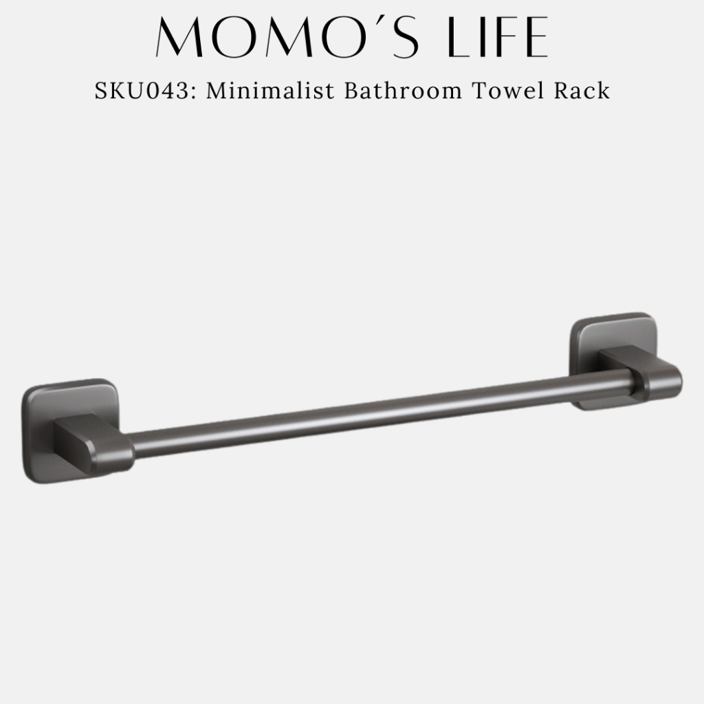 MOMO'S Wall-Mounted Black Towel Rack Bathroom Shelf Towel Hanging Rod ...