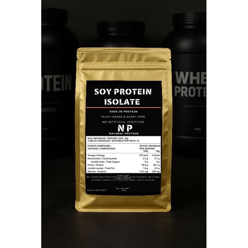 Natural Soy Protien Isolate premium (1kg) Free scoop | Shopee Malaysia