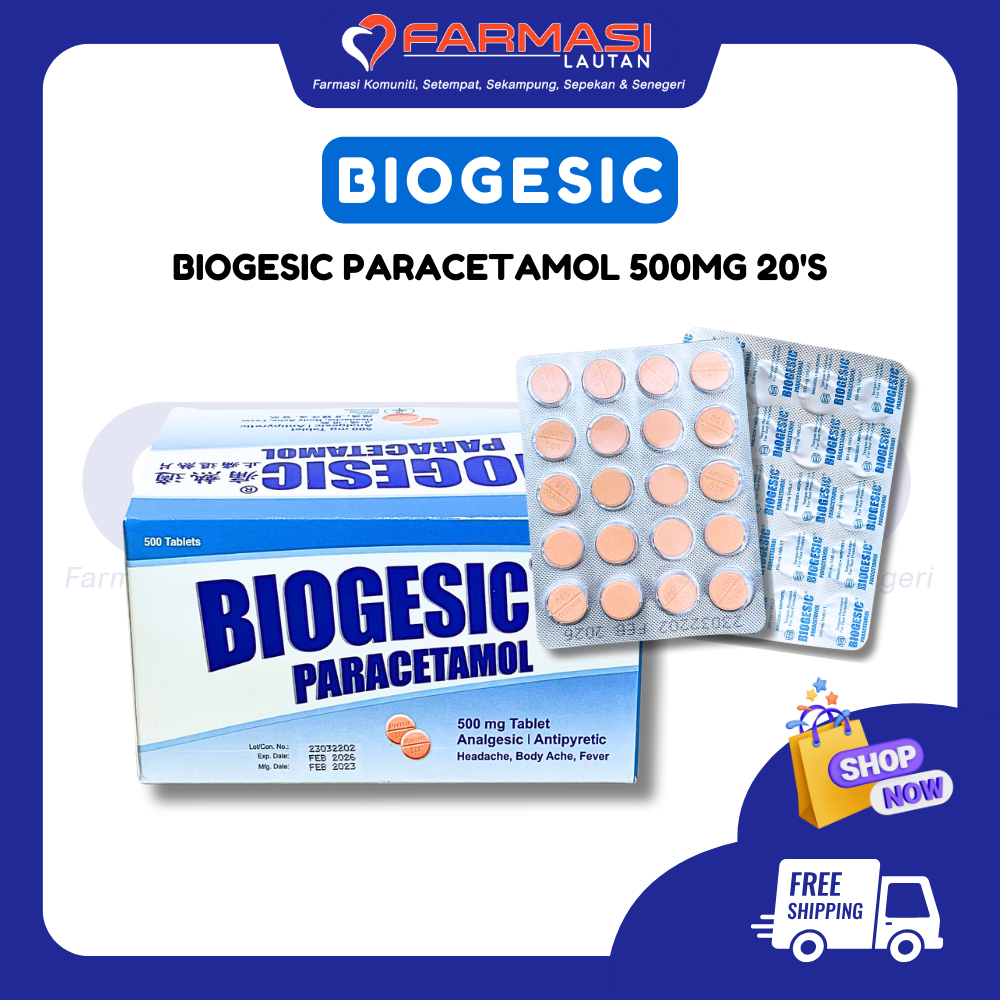 Biogesic Paracetamol 500mg 20's (Fever/Headache/Pain) | Shopee Malaysia