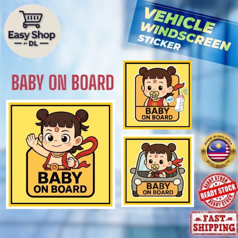 BABY ON BOARD Windshield Sticker Car Sticker Tampal Dalam Cermin Kereta ...