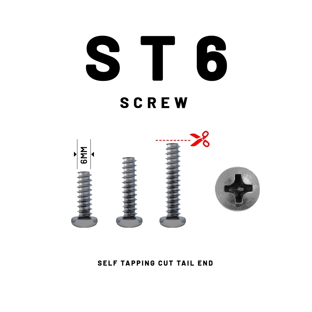 [ST6] Screw Self Tapping Flat Cut Tail End Electronic Bolt 6MM Diameter ...
