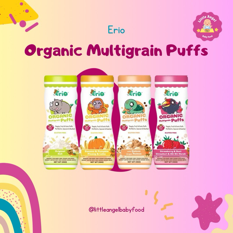 ERIO 👉🏻 Organic Multigrain Puff 45g untuk bayi 8 bulan ke atas ( HALAL ...