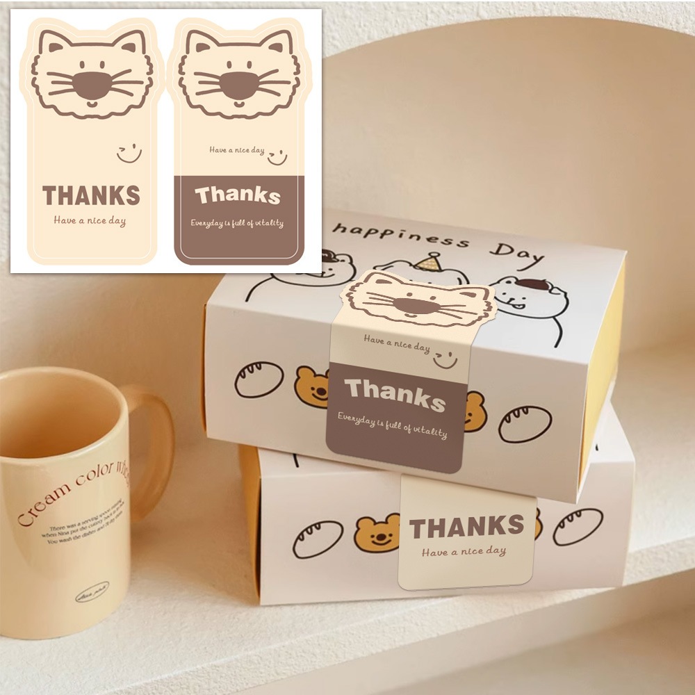 (50pcs) Cute Meow Thank You Packaging Label Sticker | Shopee Malaysia