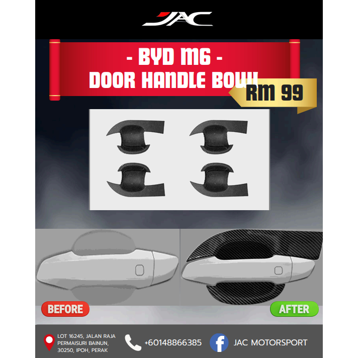 BYD M6 BOWL DOOR HANDLE (CARBON FIBER) | Shopee Malaysia