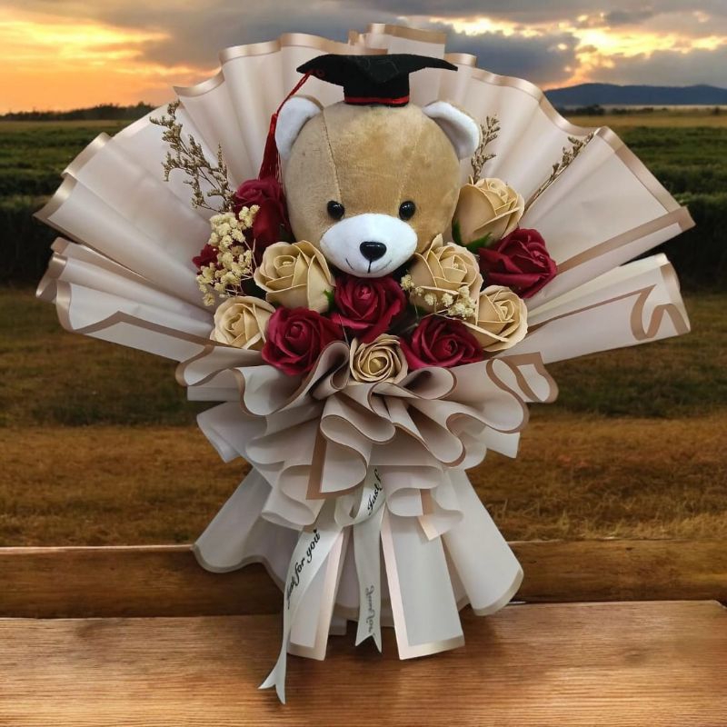 Graduation convocation bouquet 12 stalk roses ros flower gift | Shopee ...