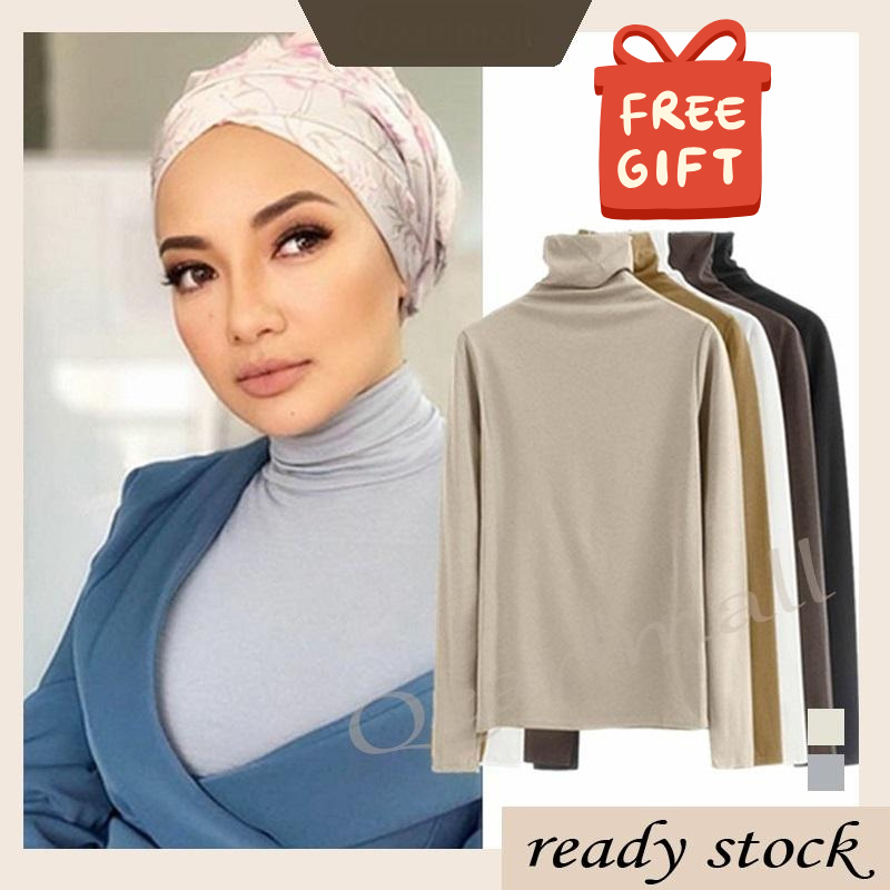 FREEGIFT Baju Inner Muslimah Murah Turtle Neck Style Inner baju Women ...