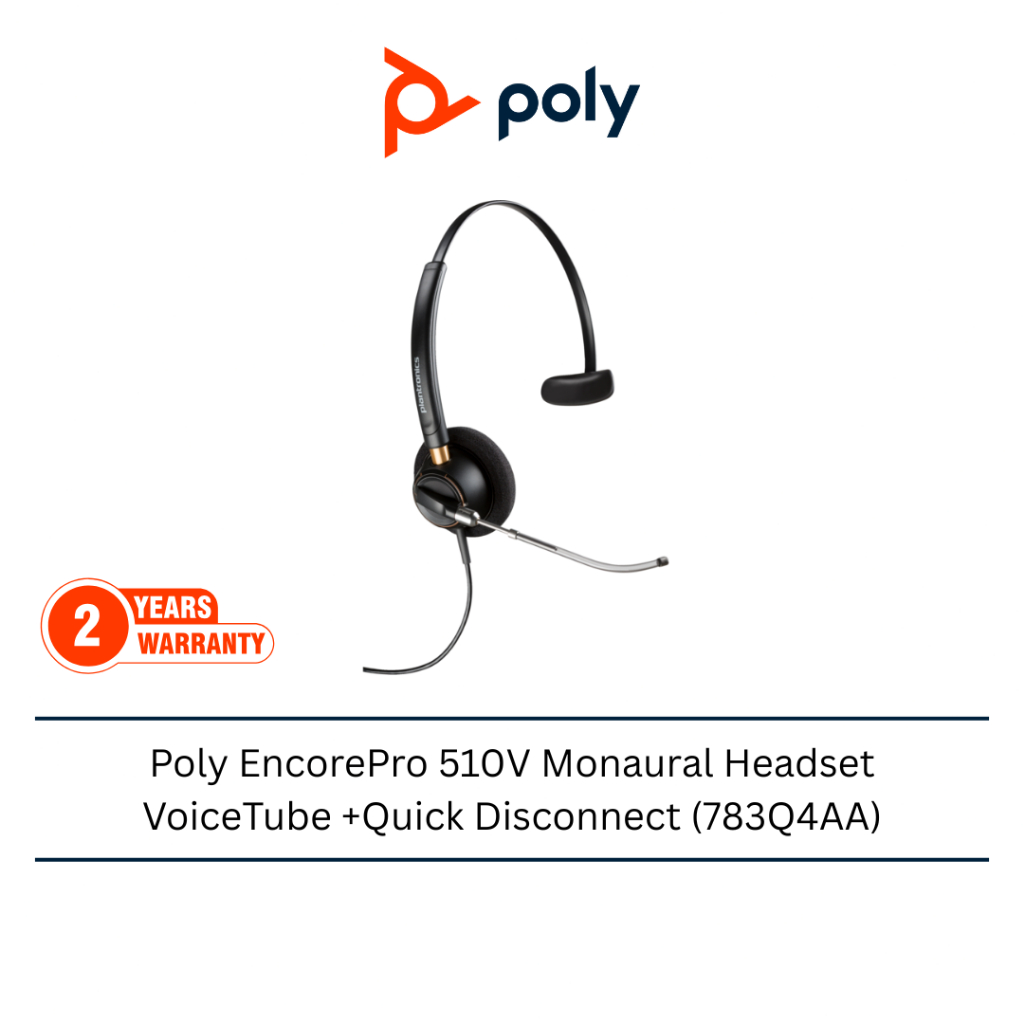 Poly EncorePro 510V Monaural Headset VoiceTube +Quick Disconnect ...