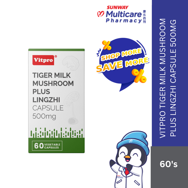 Vitpro Tiger Milk Mushroom Plus Lingzhi 60'S | Enhance Respiratory ...