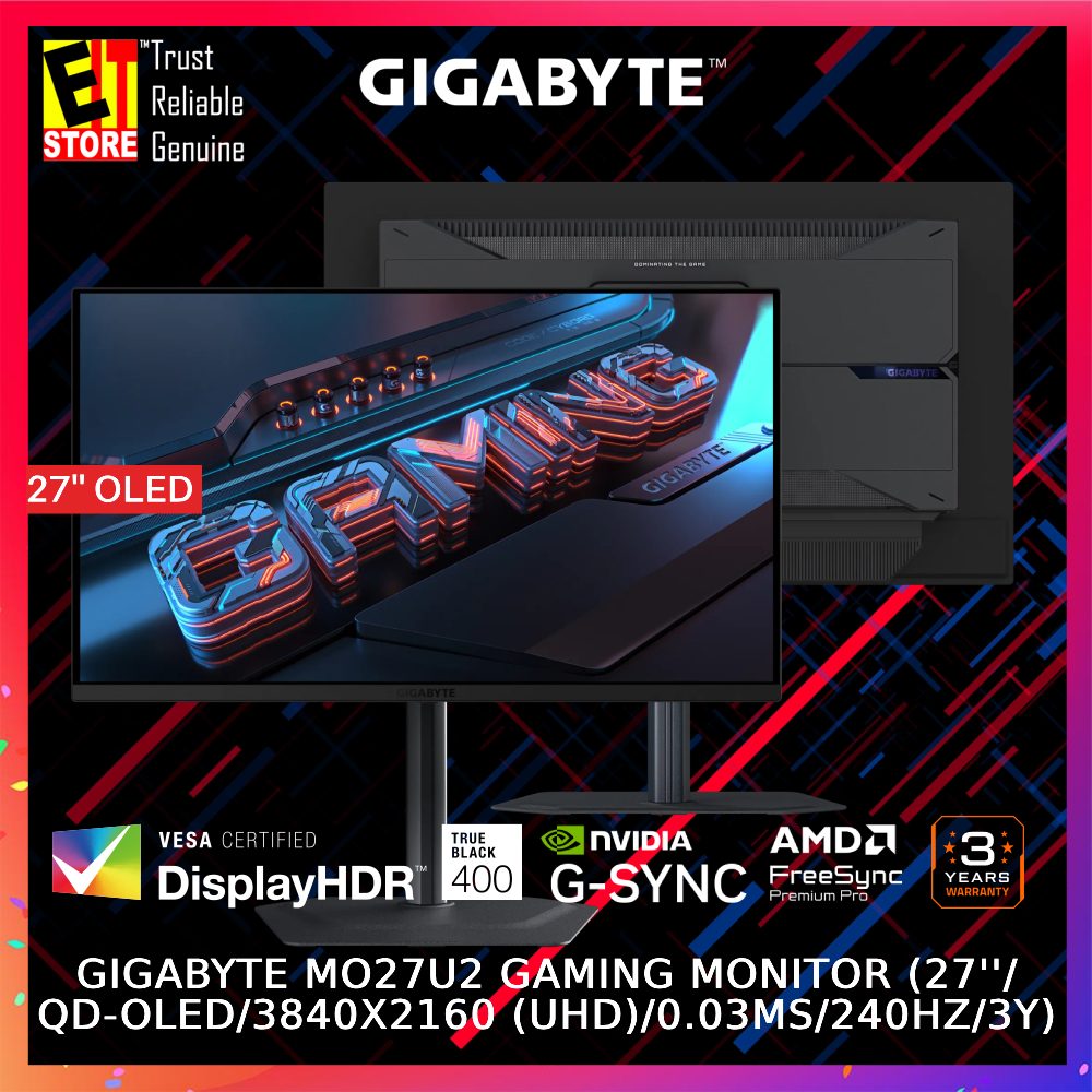 Gigabyte MO27U2 Gaming Monitor (27''/QD-OLED/3840 x 2160 (UHD)/0.03ms/240Hz/3Y) | Shopee Malaysia