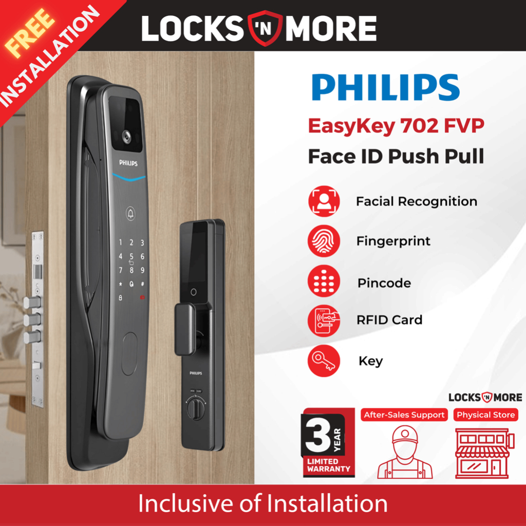 Philips EasyKey 702-FVP Smart Door Lock 3D FACE ID | DUAL CAMERA | FREE ...