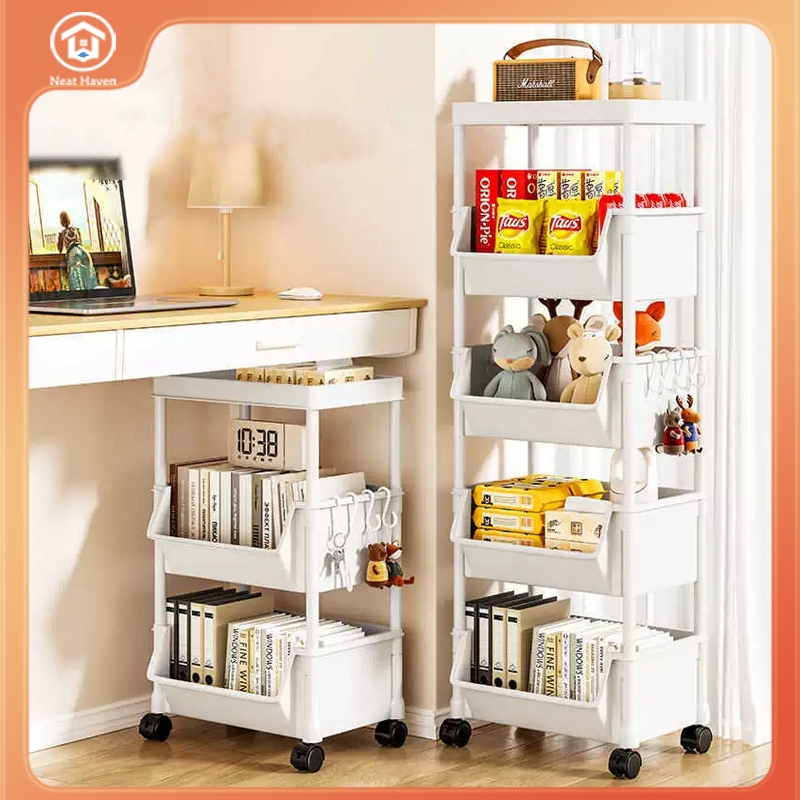 Multi-Layer With Wheels Movable Book Shelf Rack Kitchen Storage Rak ...