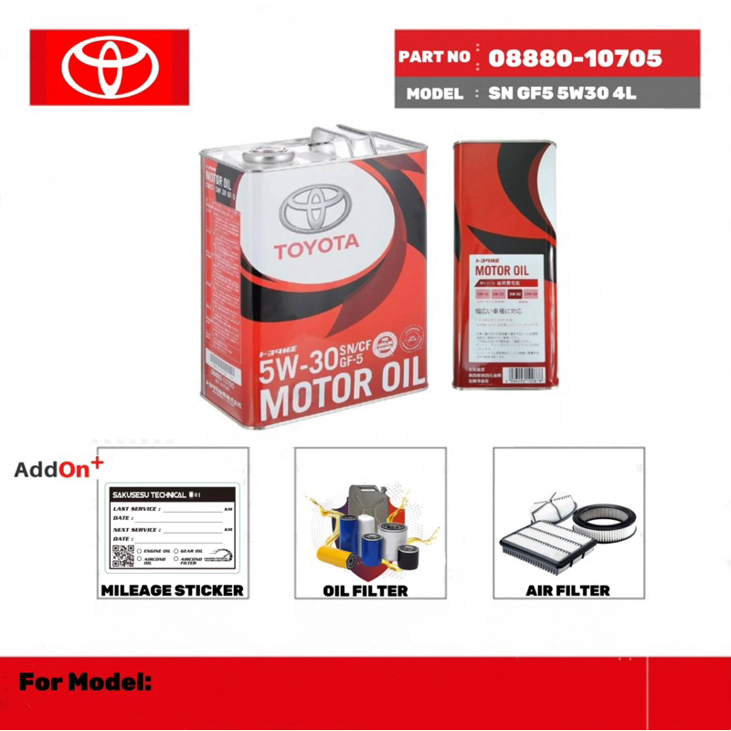 08880-10705 Toyota SN/CF 5W-30 GF-5 engine oil (4 liter) for Camry ...