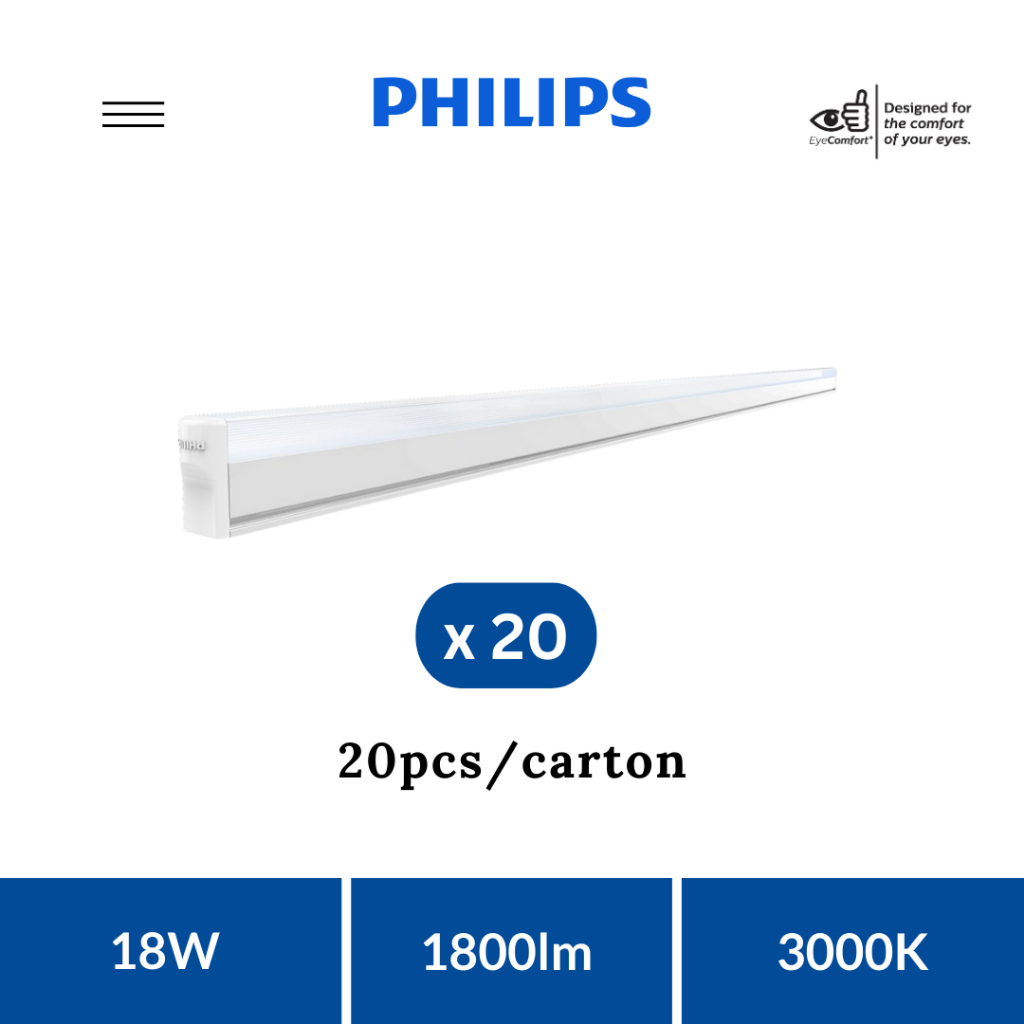 PHILIPS Essential Smartbright LED Linear Batten 18W 3000K (20 PCS ...