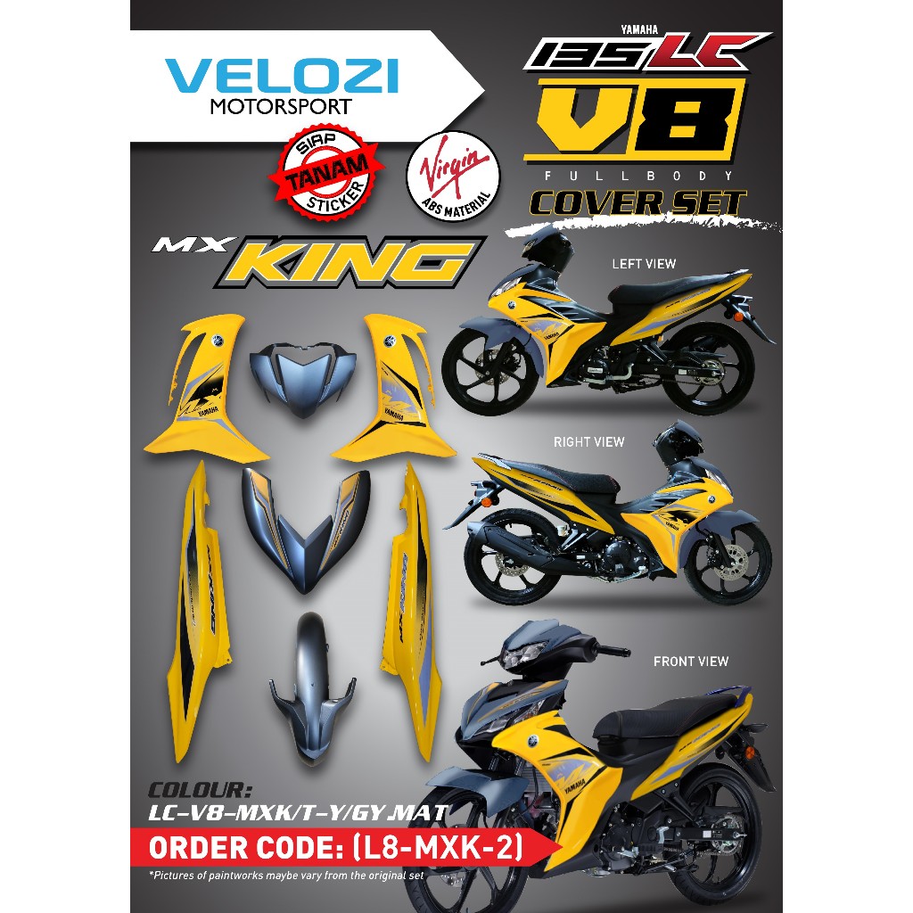 COVERSET YAMAHA LC V8 FI DESIGN MX KING YELLOW GREY MATT L8-MXK-2 ...