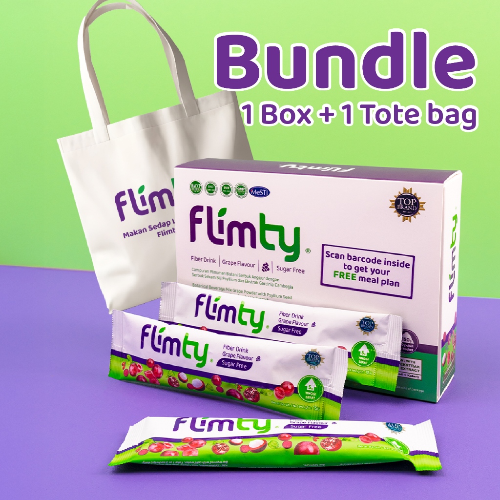 Flimty Fiber Drink Detox Probiotic (1 Box & Totebag) | Halal Sugar-Free ...