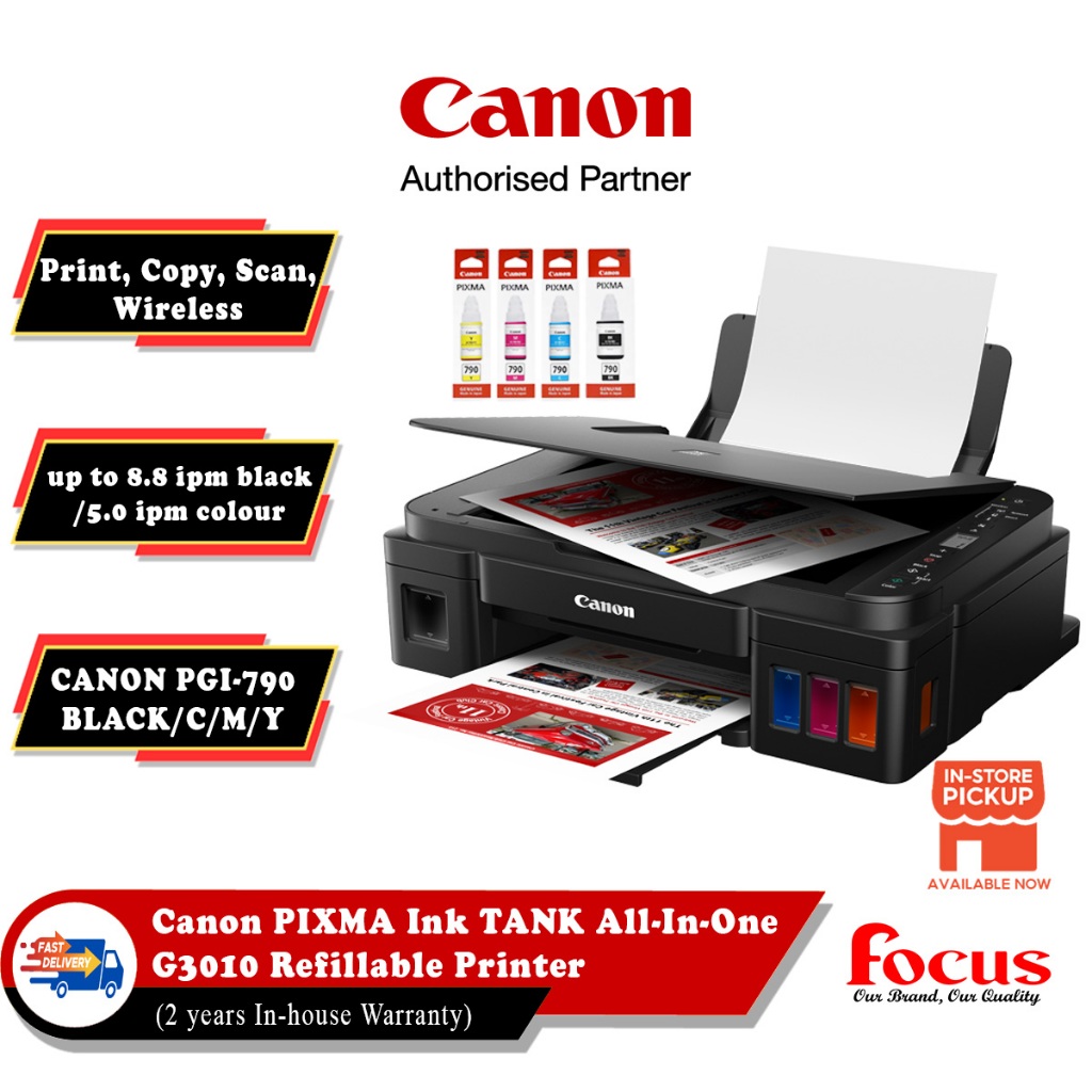 Canon G3010 Ink Tank All-In-One Printer Ink Efficient Wifi Direct Print ...