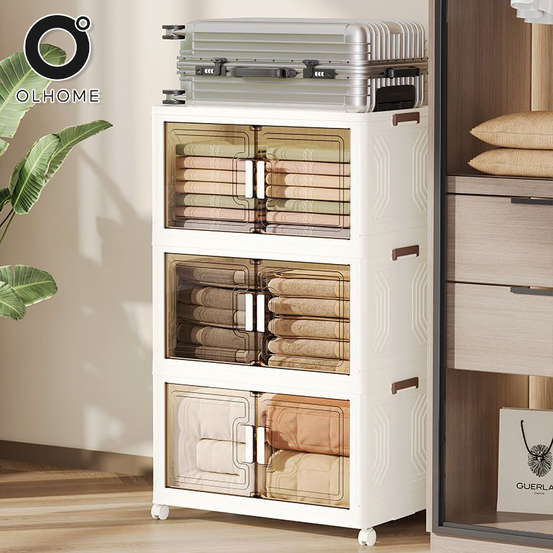 2/3/4/5 Layers Foldable Storage Cabinet Stackable Storage Box With ...