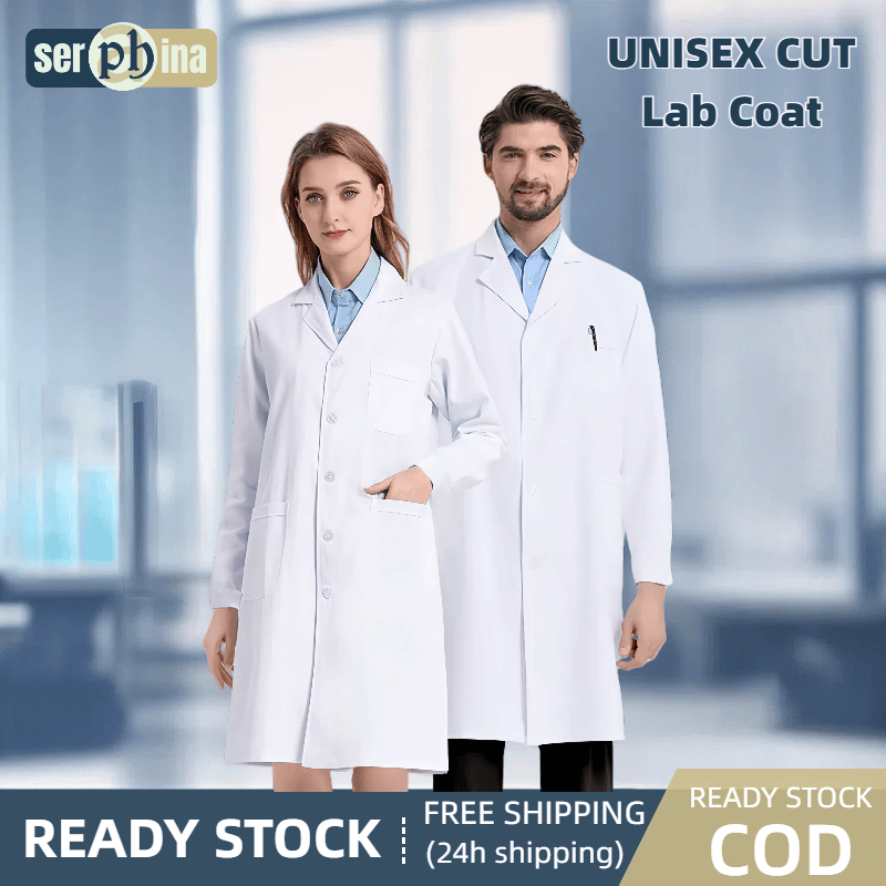 Lab Coat White Coat Long Sleeve Doctor uniform Doc coat S-XXXL button ...