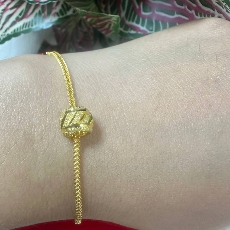 set rantai tangan pandora hollow +bead emas 916 | Shopee Malaysia