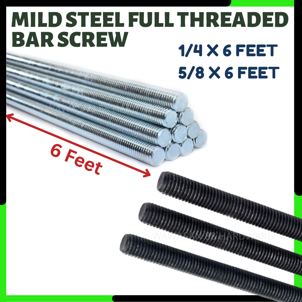 1/4'' 5/8'' 6 Feet Mild Steel Full Thread Screw Bar Full Threaded Rod ...