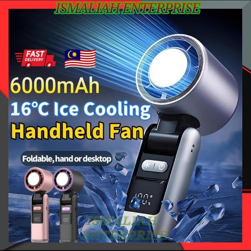 Kipas Mini Turbo 6000mAh Kipas Cas USB Type-C 100 150 199 Speed LED ...