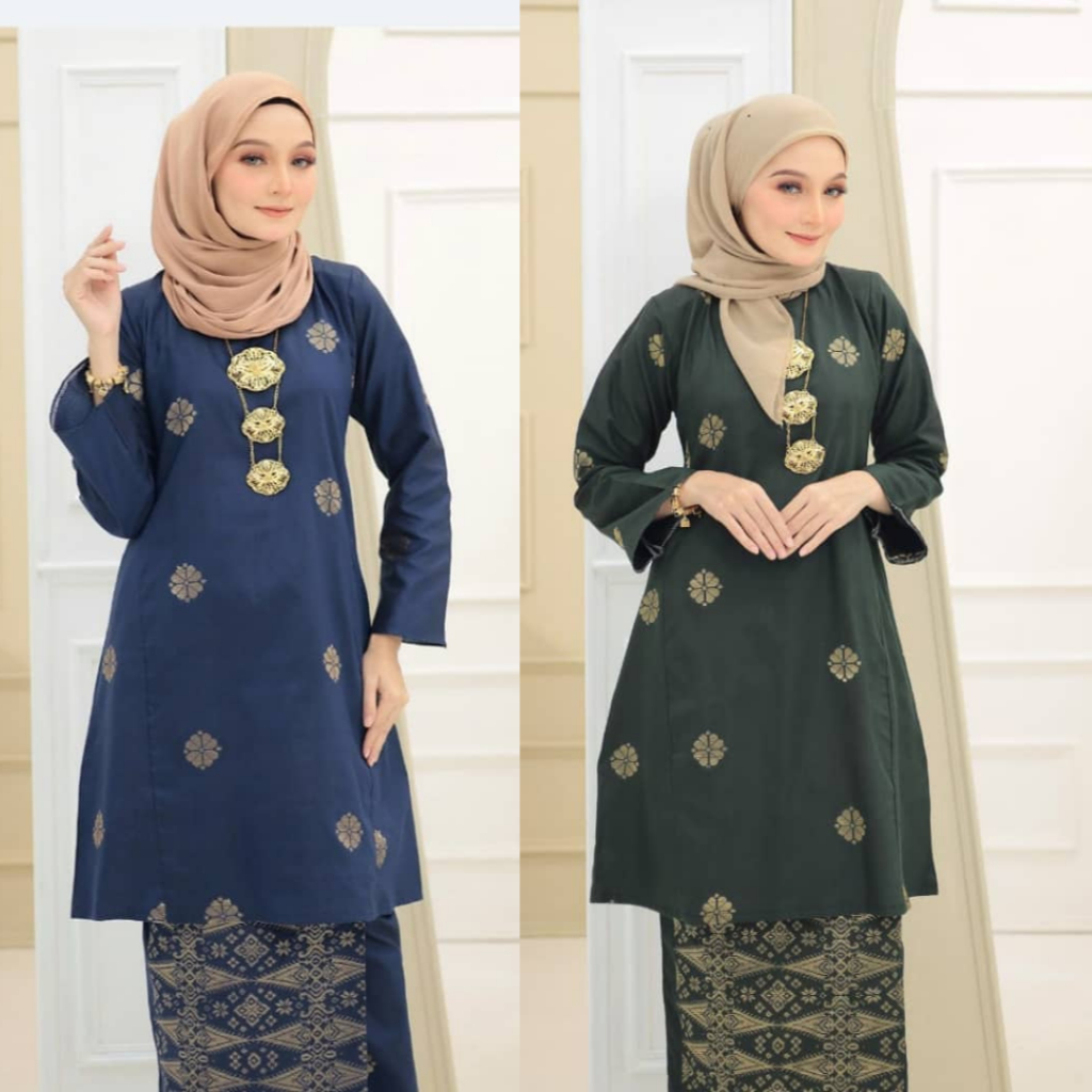 Baju Kurung Pahang Songket Tenun Bunga Tabur, Baju kurung moden, Baju ...