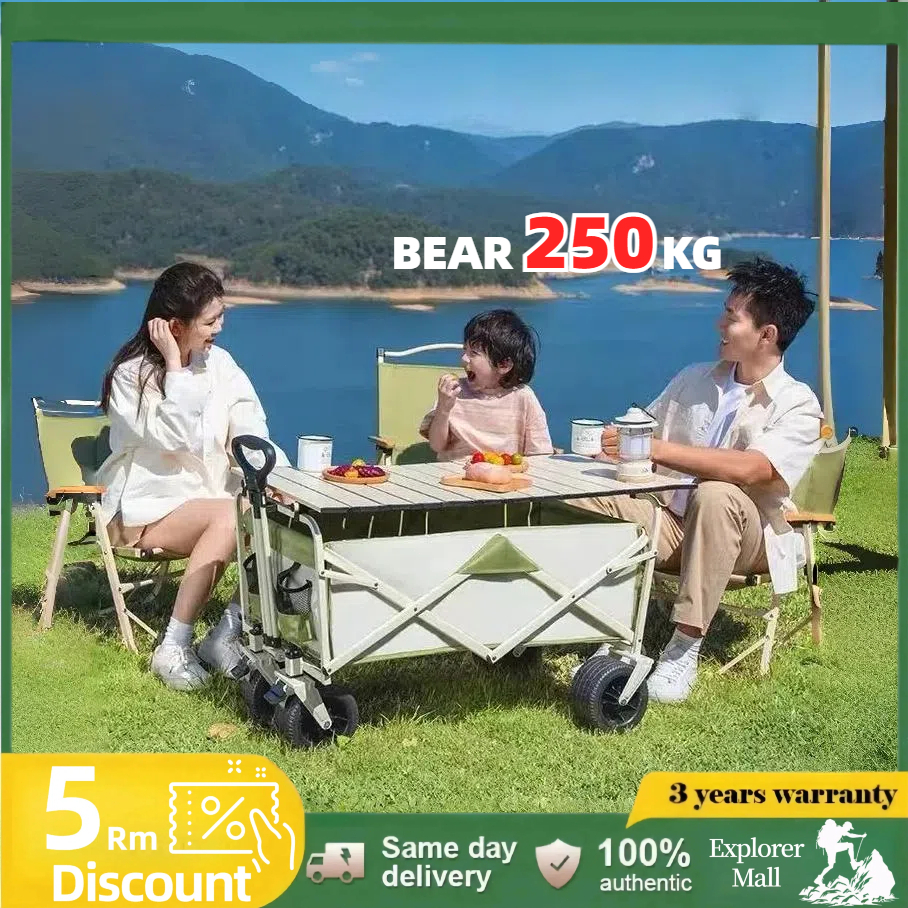 180L Outdoor Wagon Trolley 5'/8'Inch Portable Shopping Trolley Picnic ...
