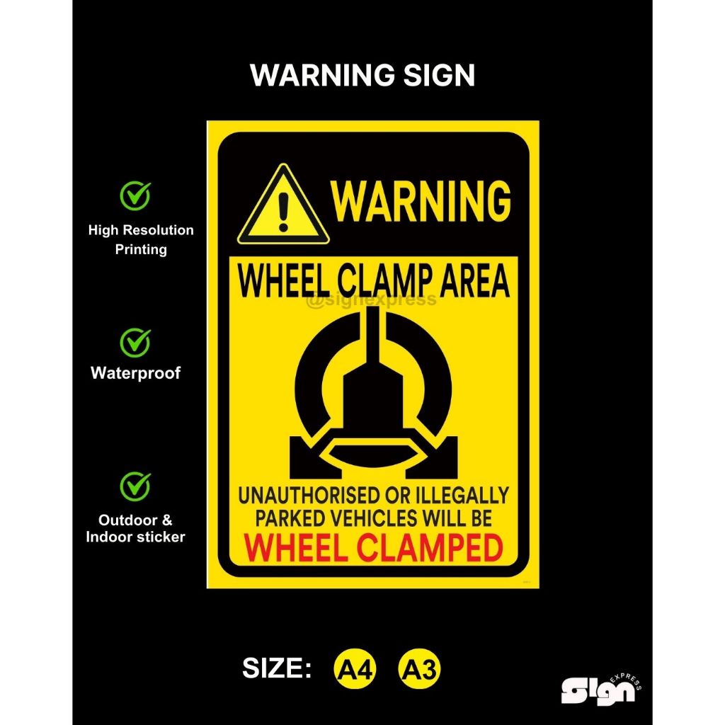 (READYSTOCK) WHEEL CLAMP AREA SIGN, BAHAYA MUDAH TERBAKAR SIGN ...