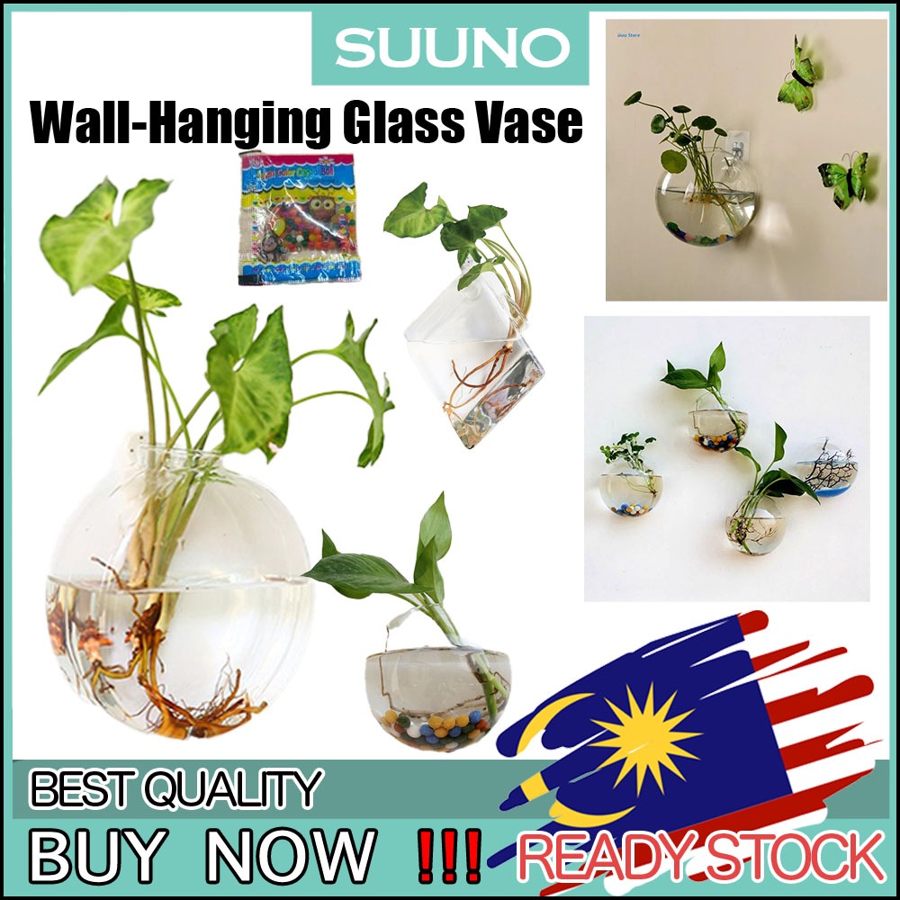 Pasu Kaca Hiasan Dinding Creative Wall-Hanging Glass Vase Hydroponic ...