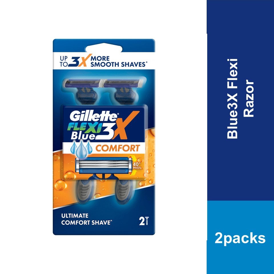 Gillette Blue3X Flexi Comfort Disposable Razor, 2 pack | Shopee Malaysia